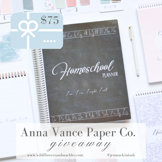 Anna Vance Paper Co Homeschool Planner | Review | Wildflowers and Marbles